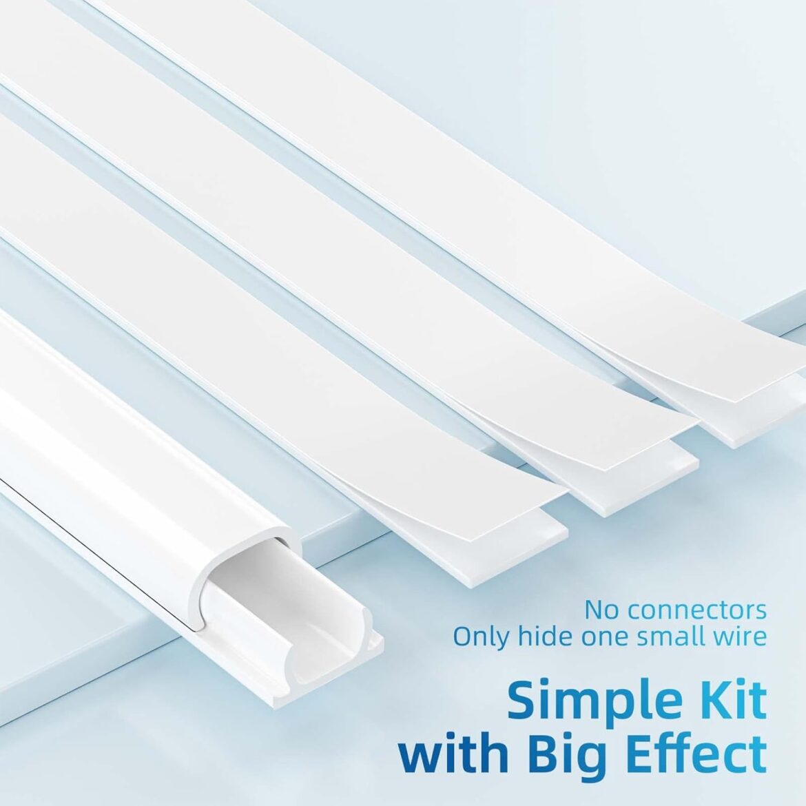 Yecaye 128in On-Wall Cable Cover Channel for 1 Mini Cord White