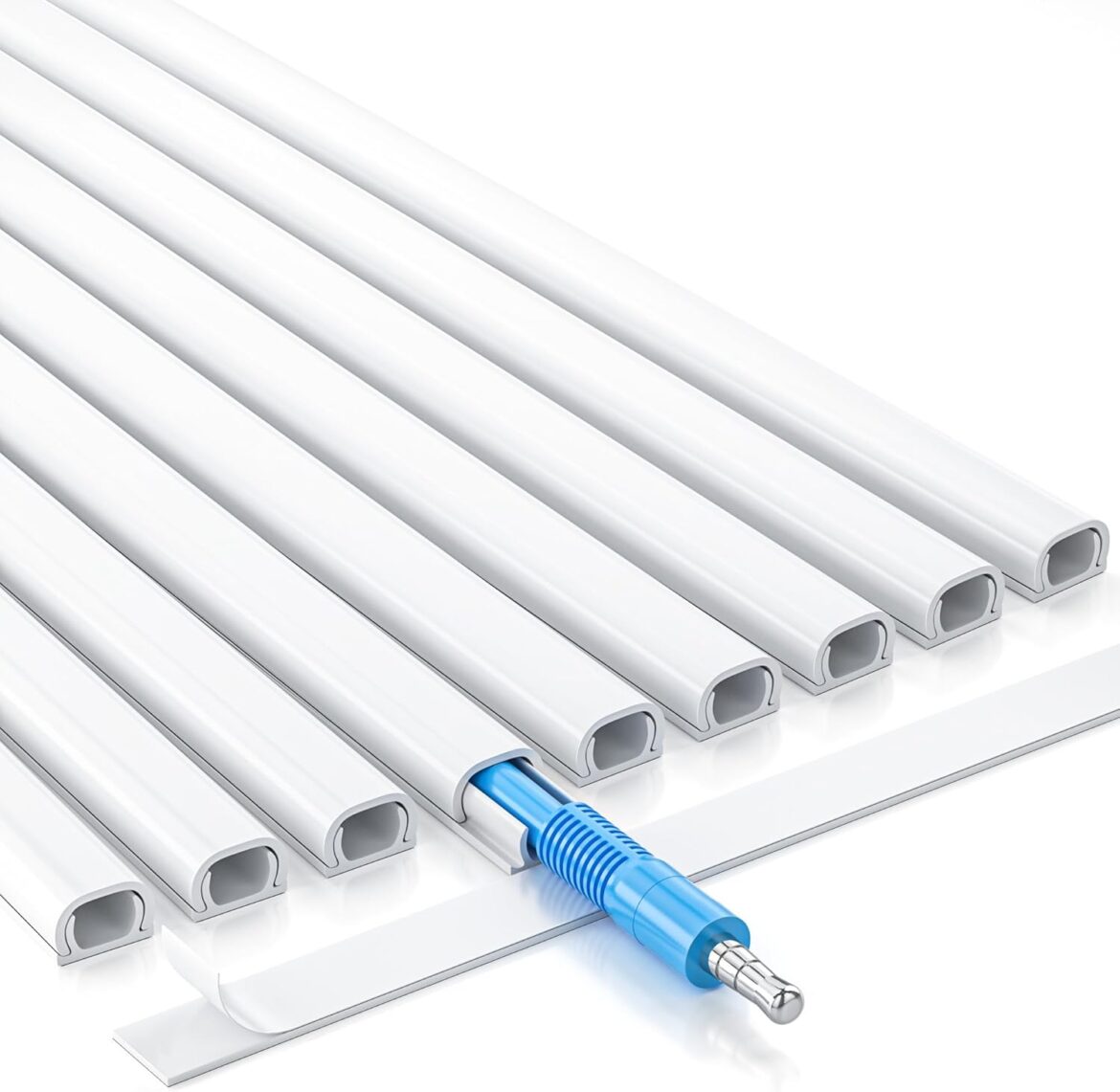 Yecaye 128in On-Wall Cable Cover Channel for 1 Mini Cord White
