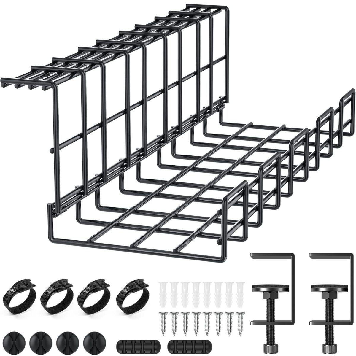 Yecaye No Drill Under Desk Cable Management Tray