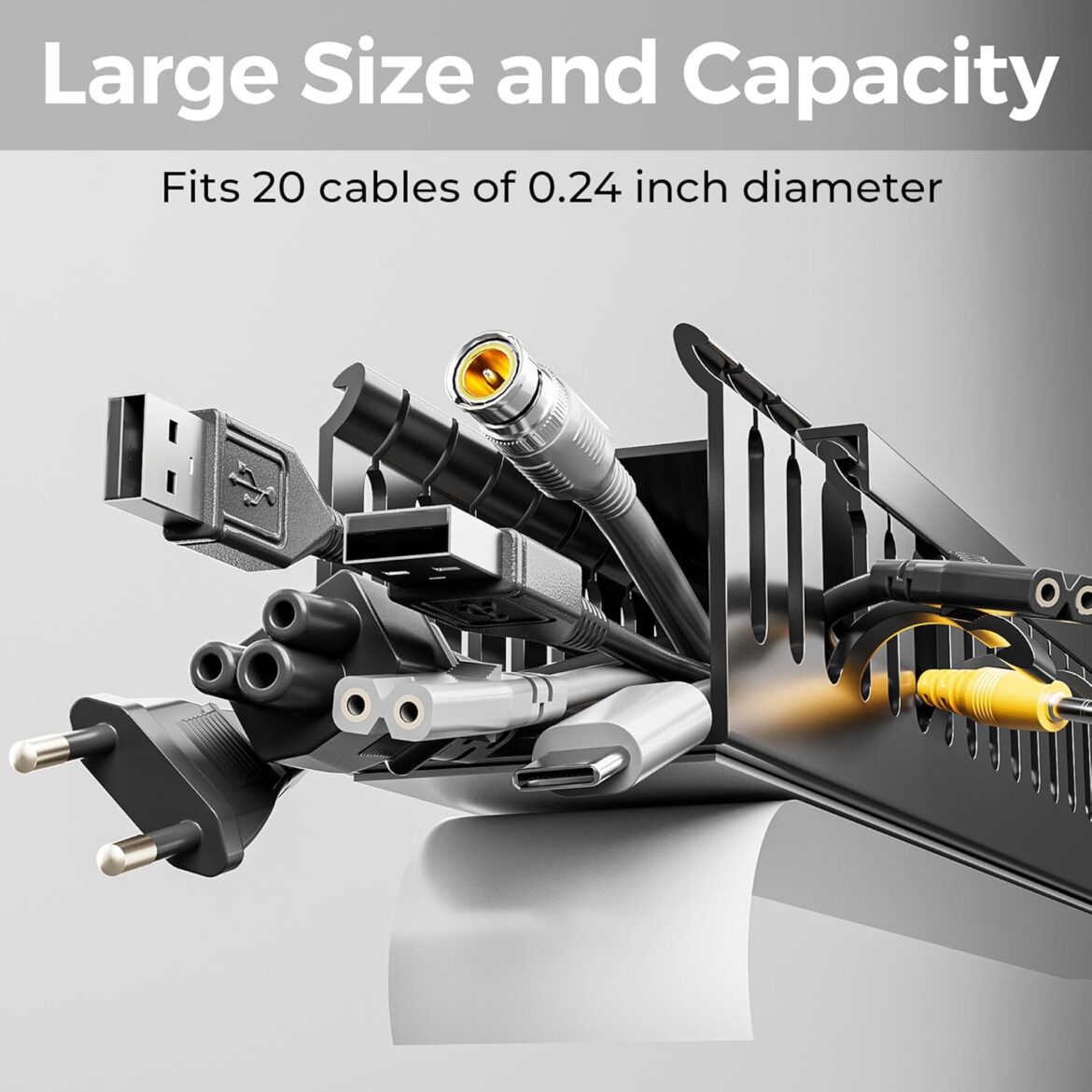 Yecaye 62.8in(4x15.7in) Cable Raceway, Large Under Desk Cable Management